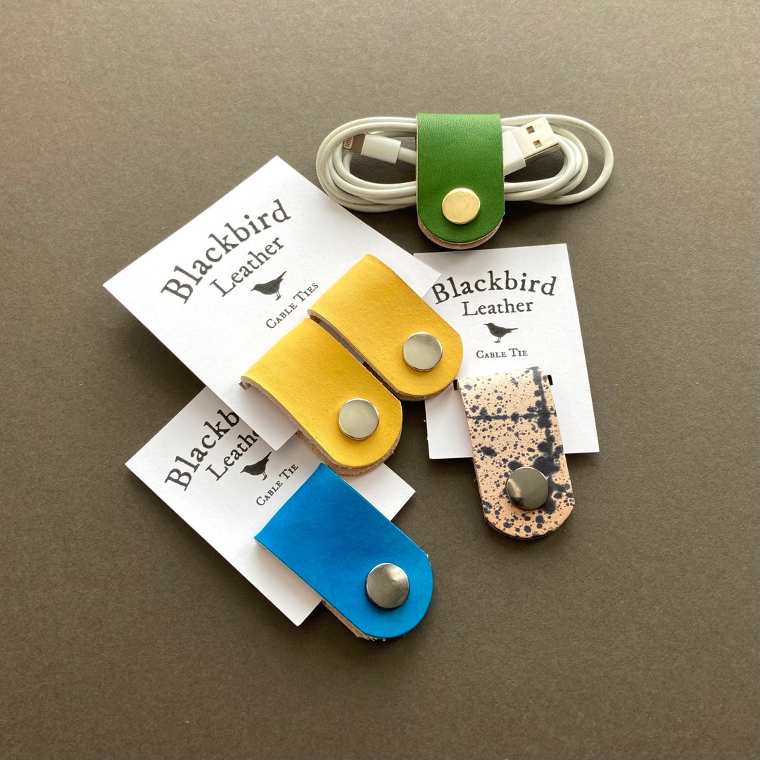 Handmade Leather Cable Tidies | Cord Organiser | Charger Cable Holder ...