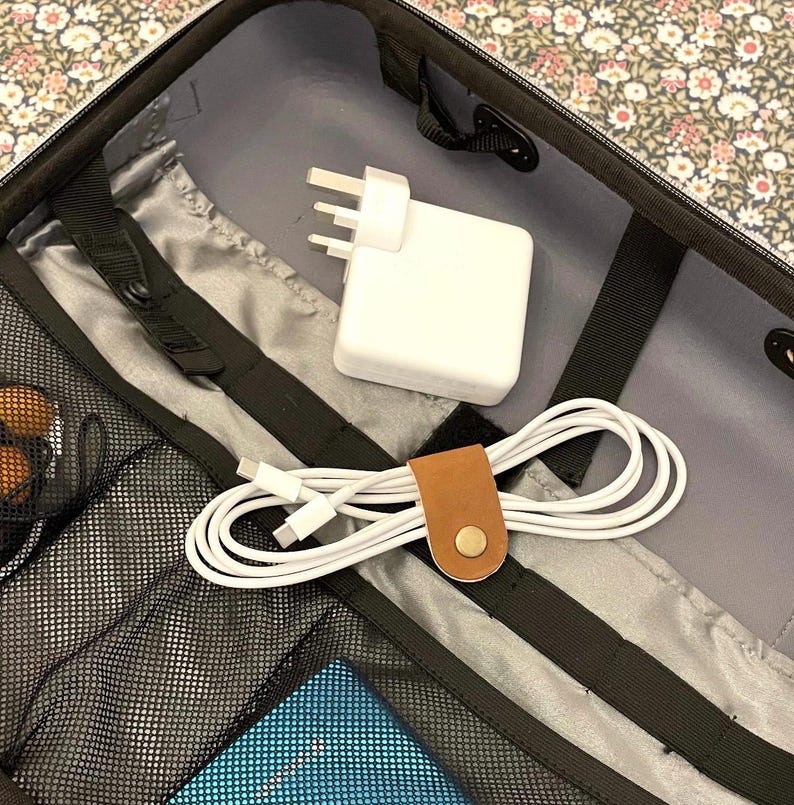Handmade Leather Cable Tidies | Cord Organiser | Charger Cable Holder ...