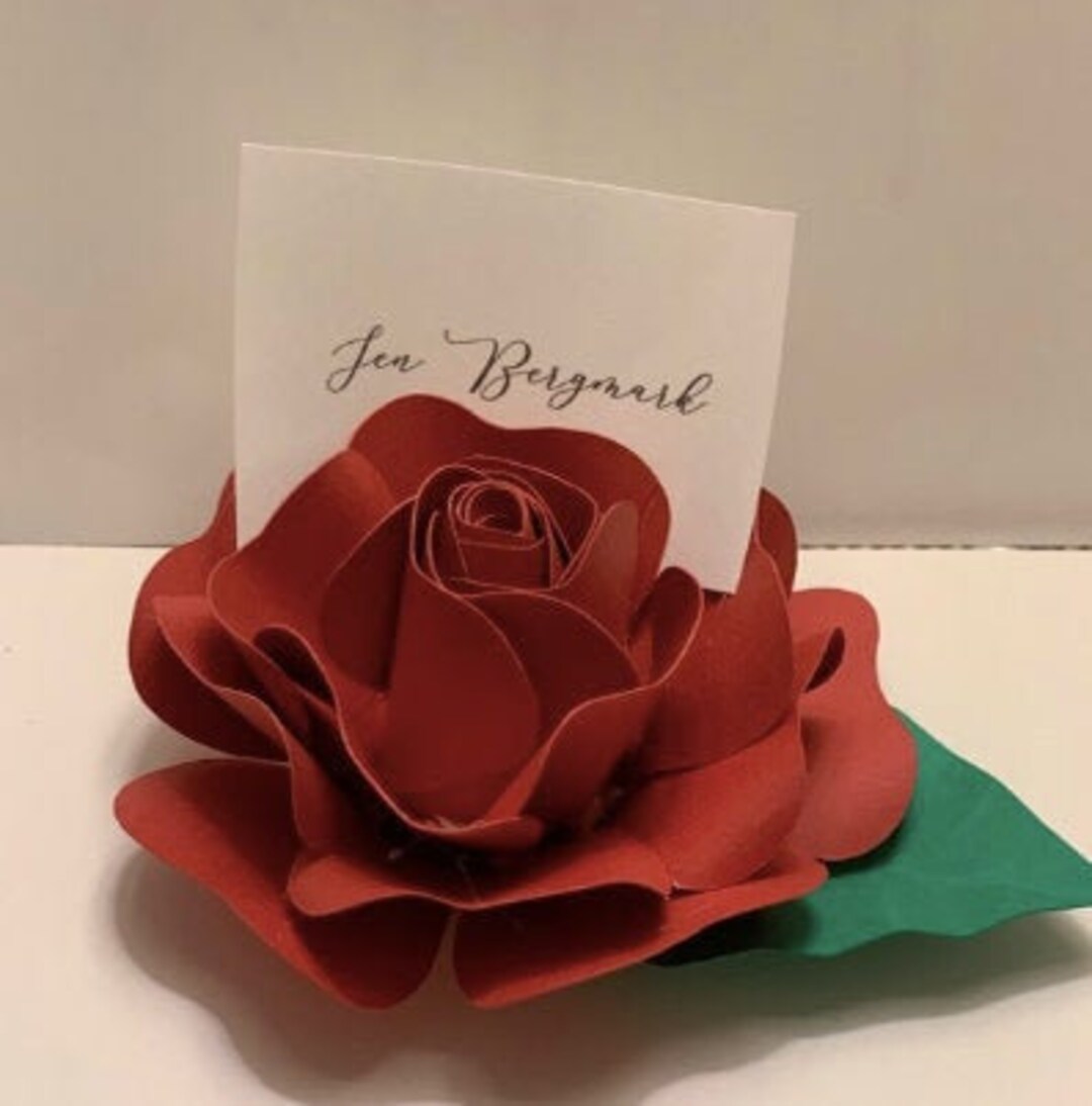 Rose Paper Flower Placecards - Etsy