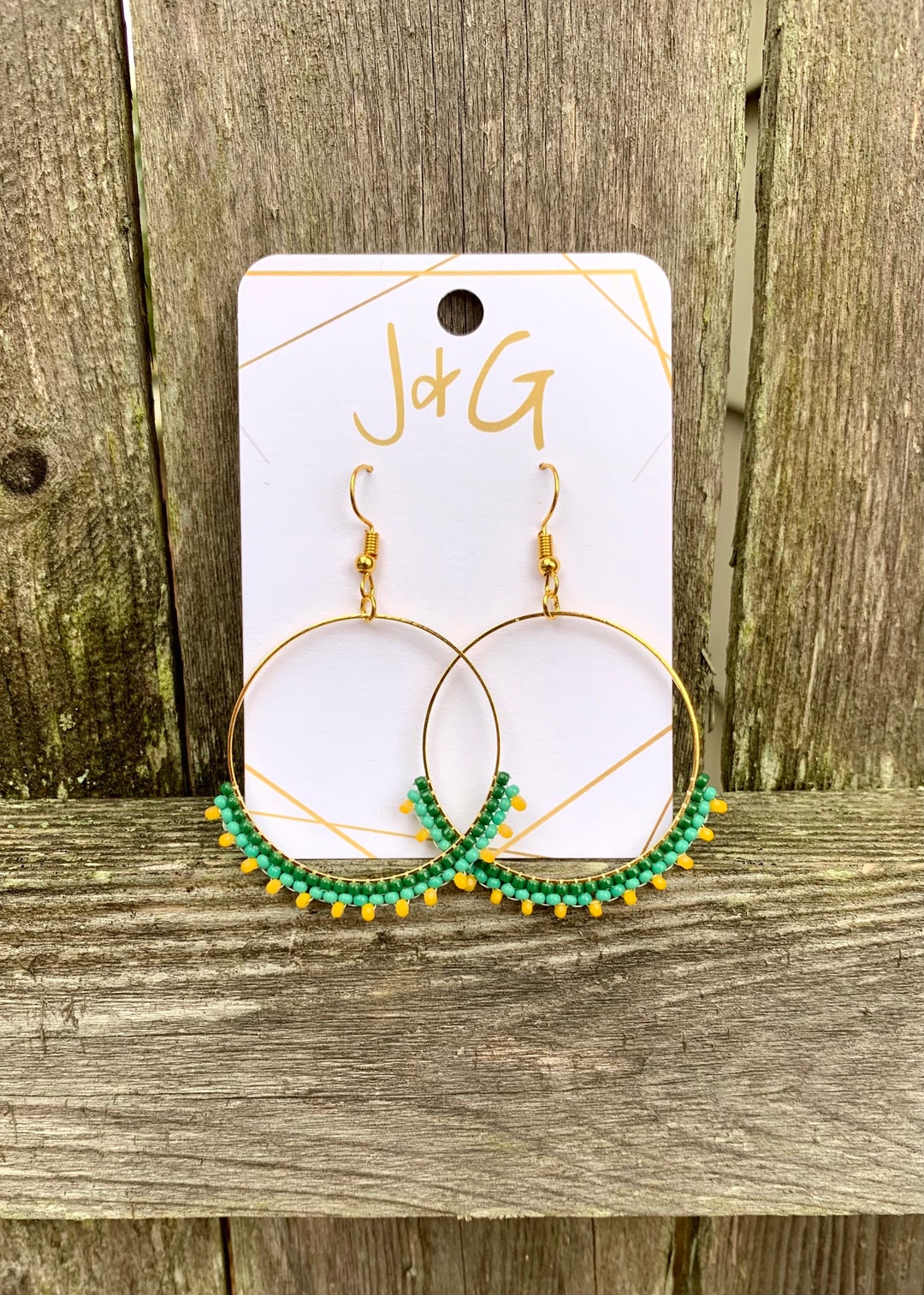 Emily Hoops Oro 40mm Verde Bosque, Verde Turquesa 1.5mm Amarillo - Etsy ...