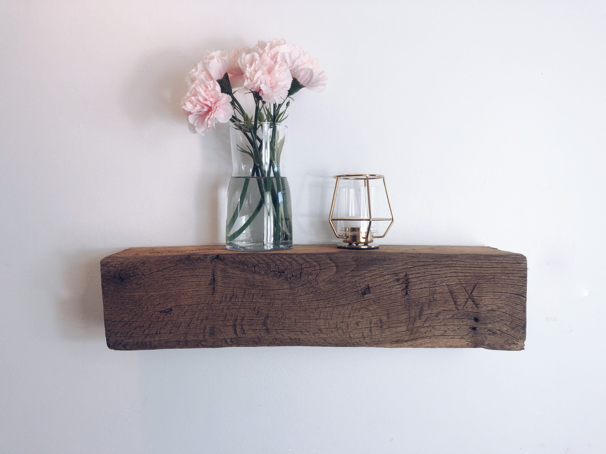Wall board oak beams beam rack wall shelf reclaimed wood 55 cm