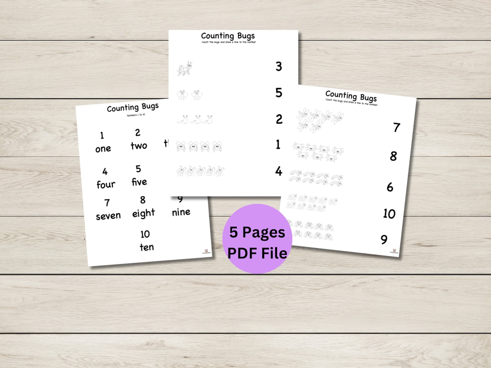 Counting Worksheets - Numbers 1 to 10 - Count the Bugs - Printable ...