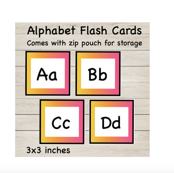 Alphabet Flash Cards 3x3 Inch Size Laminated Comes With Zip | Etsy