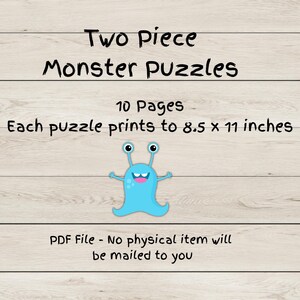 10 Monster Puzzles - Printable Puzzles - Preschool Activity - Etsy