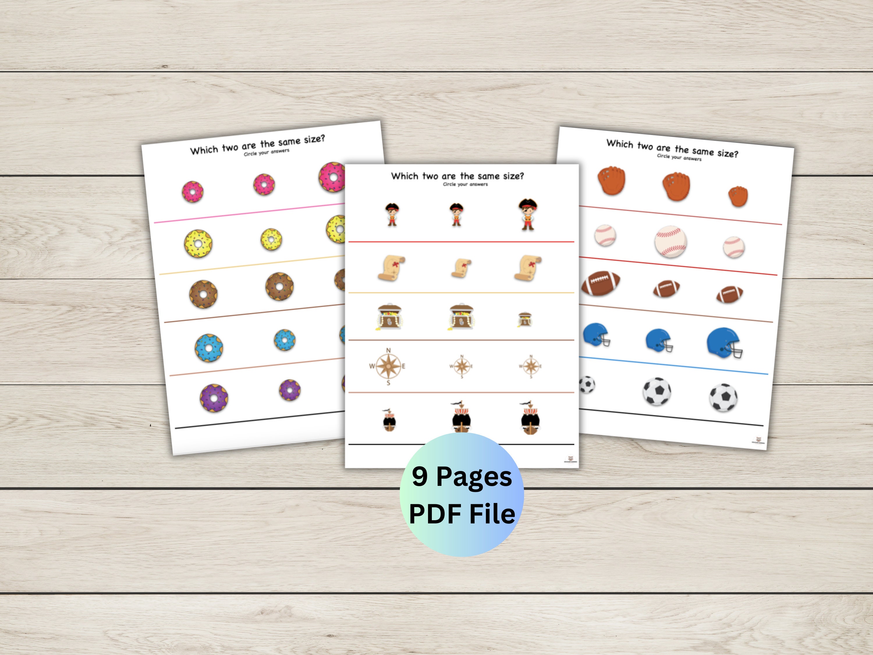 Different Sizes Worksheets - Big Small and Same Size - Printable ...