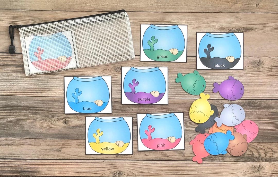 Colors Flash Cards - Fish Matching Game - Etsy