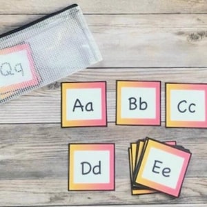 Alphabet Flash Cards- 3x3 Inch Size - Laminated - Comes With Zip Pouch ...
