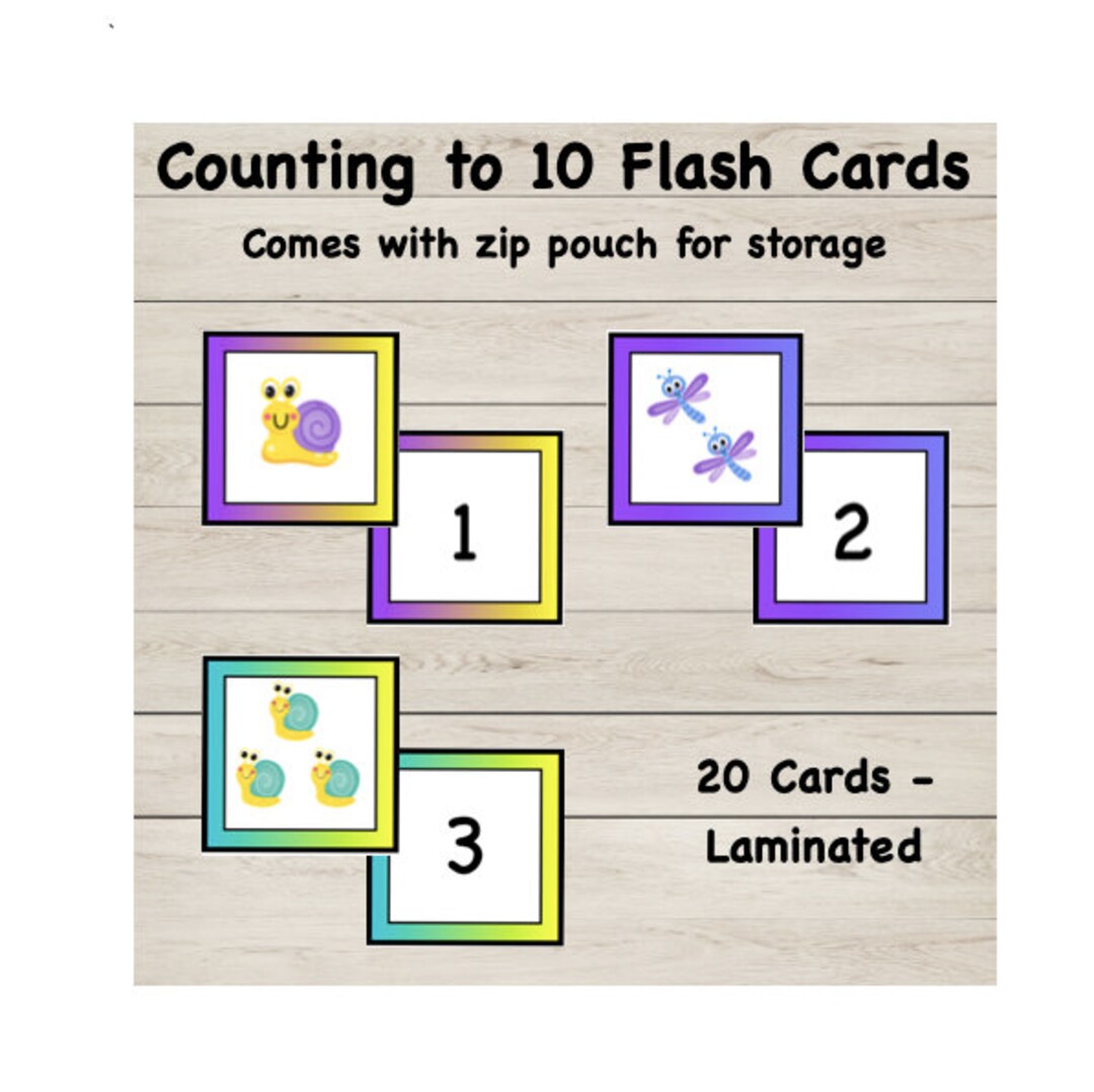 Counting Flash Cards Bugs Numbers 1 to 10 Laminated Numbers Flash Cards ...