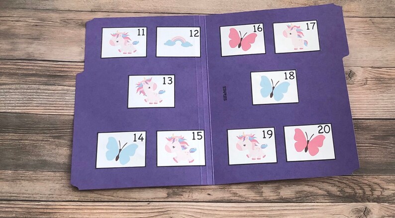 Numbers File Folder Games - Match Numbers 1-20 - Unicorns, Set of 2 - Etsy