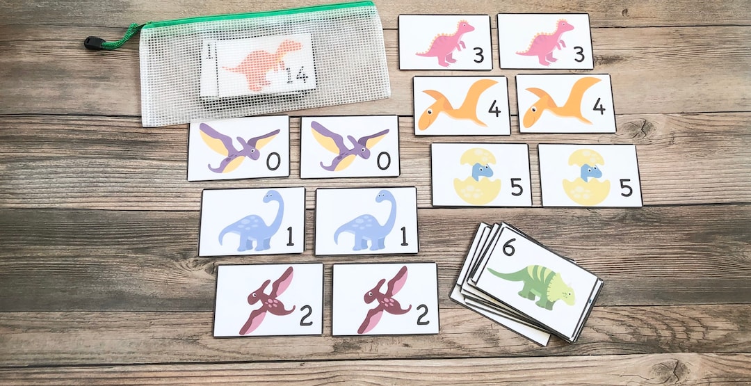 Dinosaur Number Flash Cards - Memory Match Game - Numbers to 20 - Comes ...