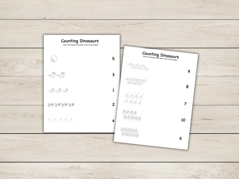 Counting Worksheets - Dinosaurs - Numbers 1 to 10 - Printable ...