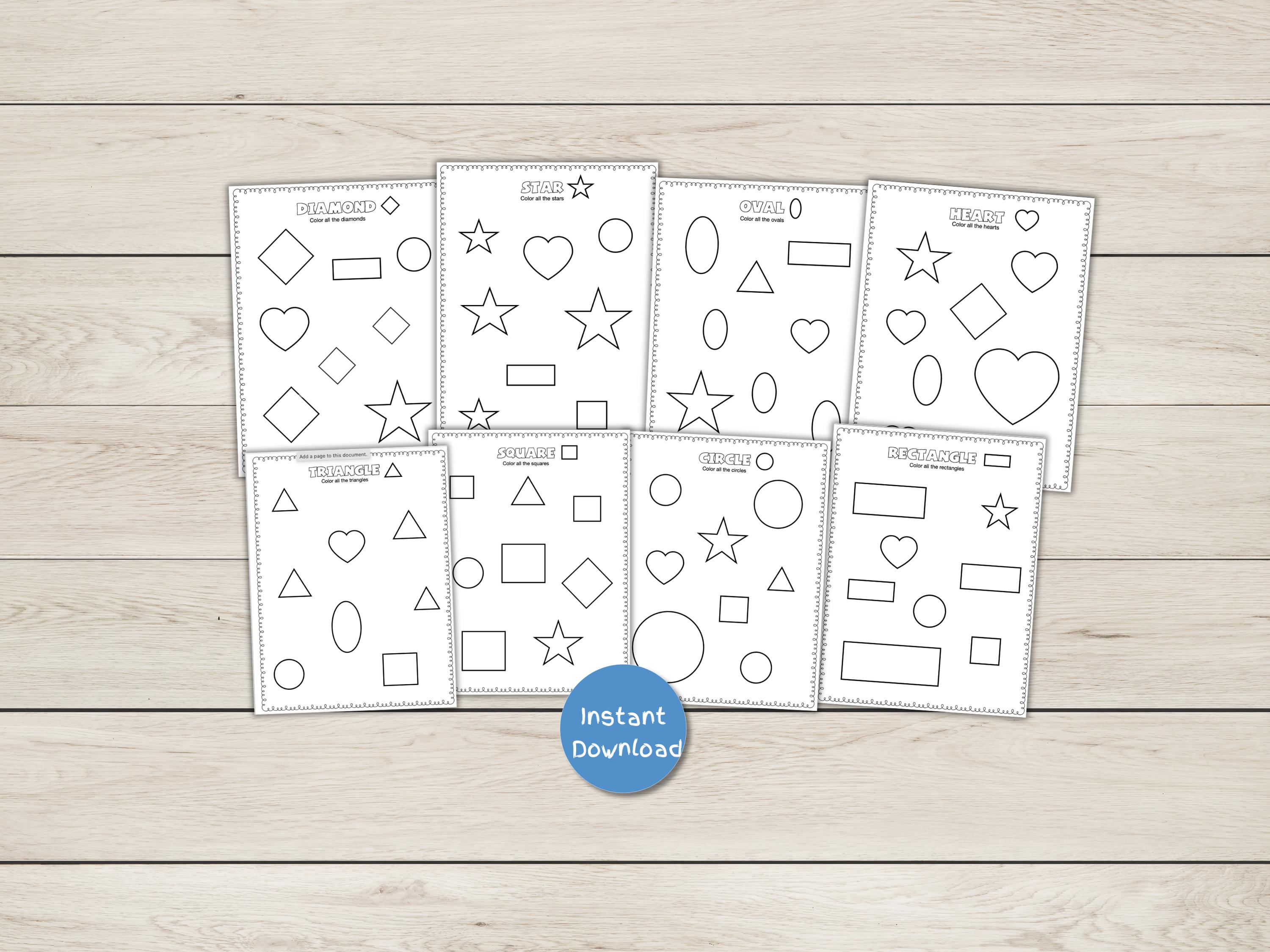 Shape Coloring Pages - Find and Color Shapes - PDF - Etsy