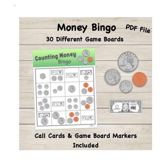 Money Bingo Coins and Bills 30 Different Game Boards Call - Etsy