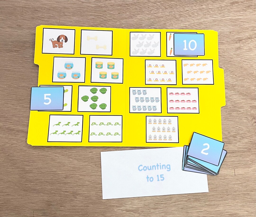 Counting File Folder Game - Pets - Numbers 1 to 15 - Etsy