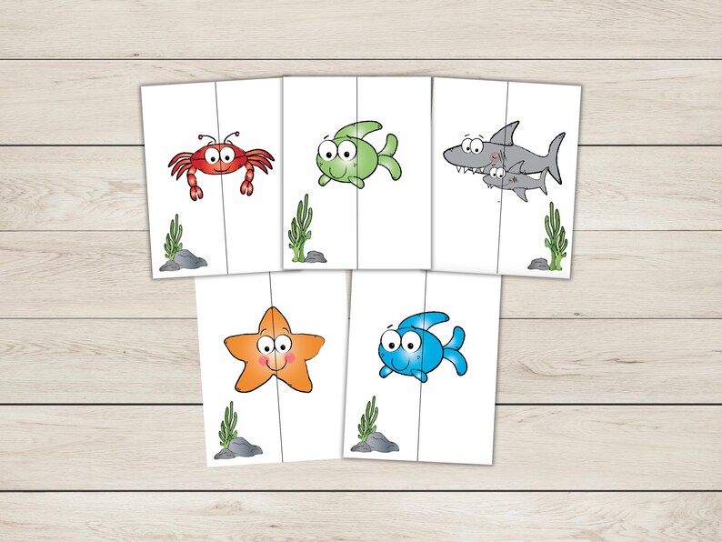 10 Fish Puzzles - Matching Game - Printable Preschool Puzzle - Etsy