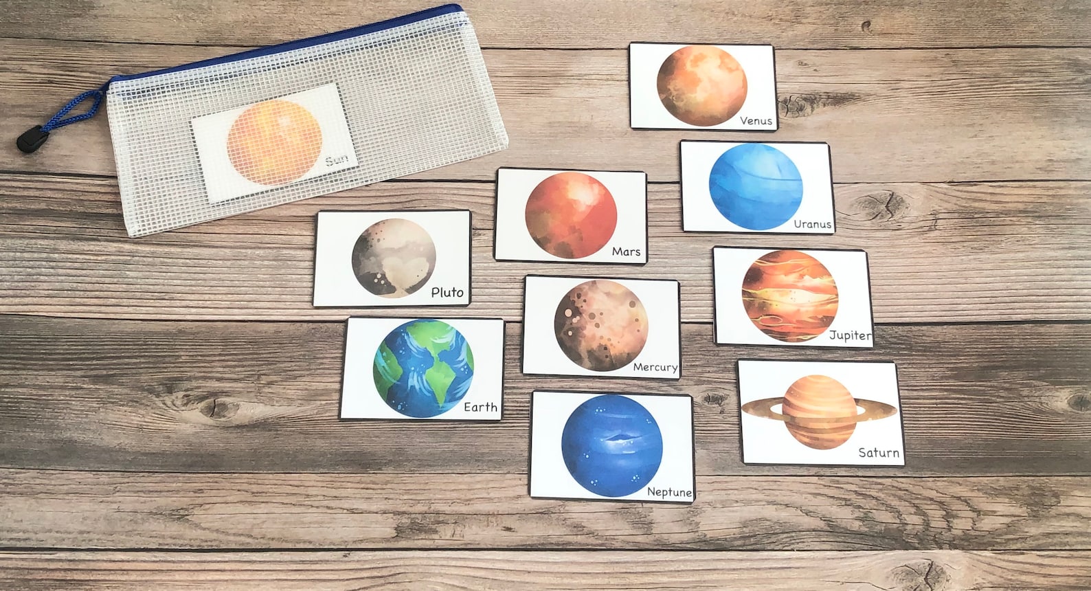 Planets Solar System Flash Cards, Labeled With Planet Name Laminated ...