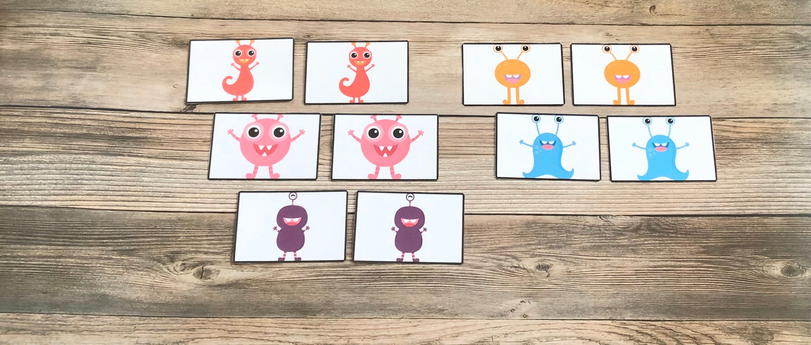 Memory Match Game - Silly Monsters - Laminated, Comes With Zip Pouch - Etsy