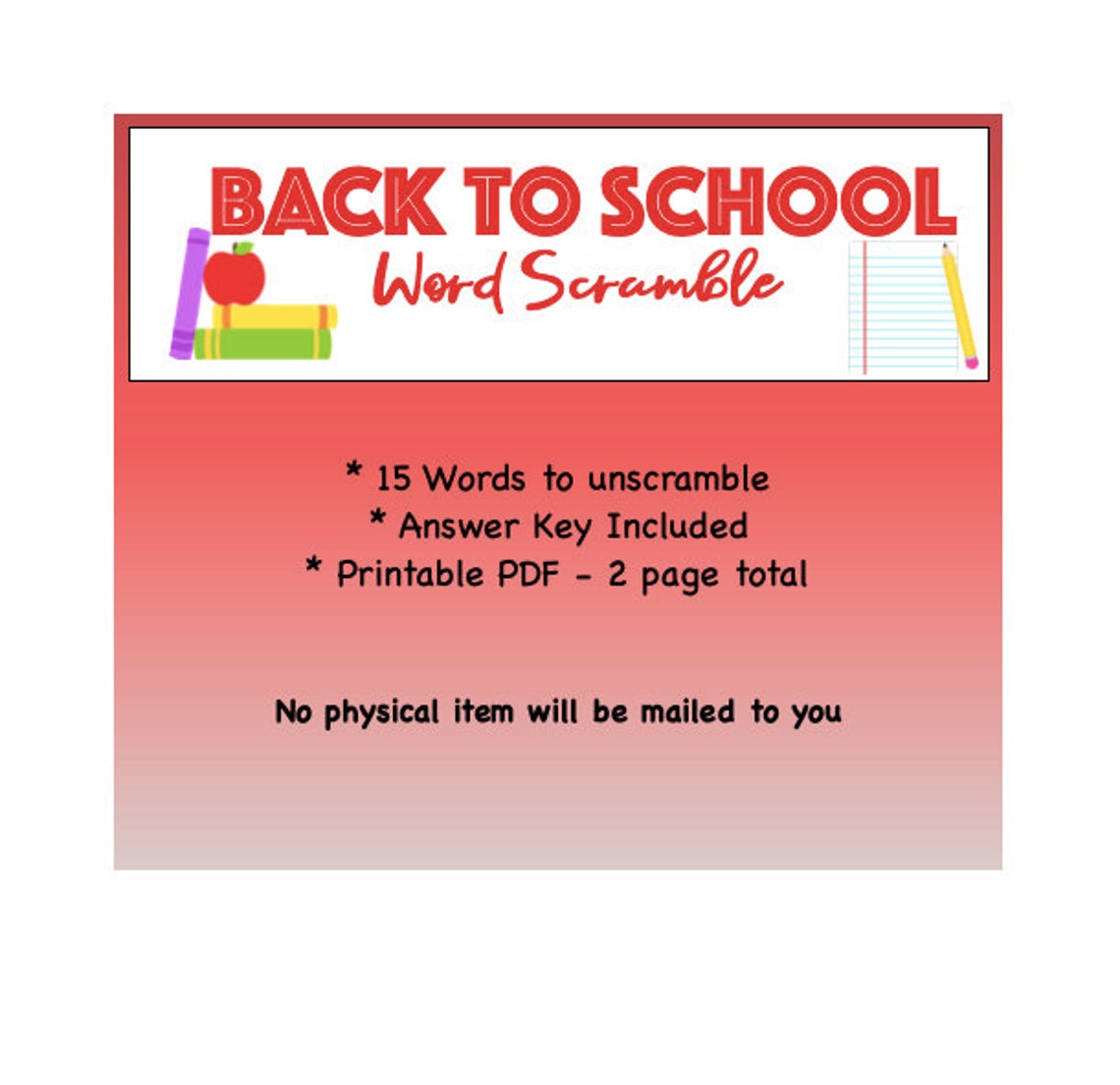 Back to School Word Scramble - Classroom Game, Road Trip Game ...