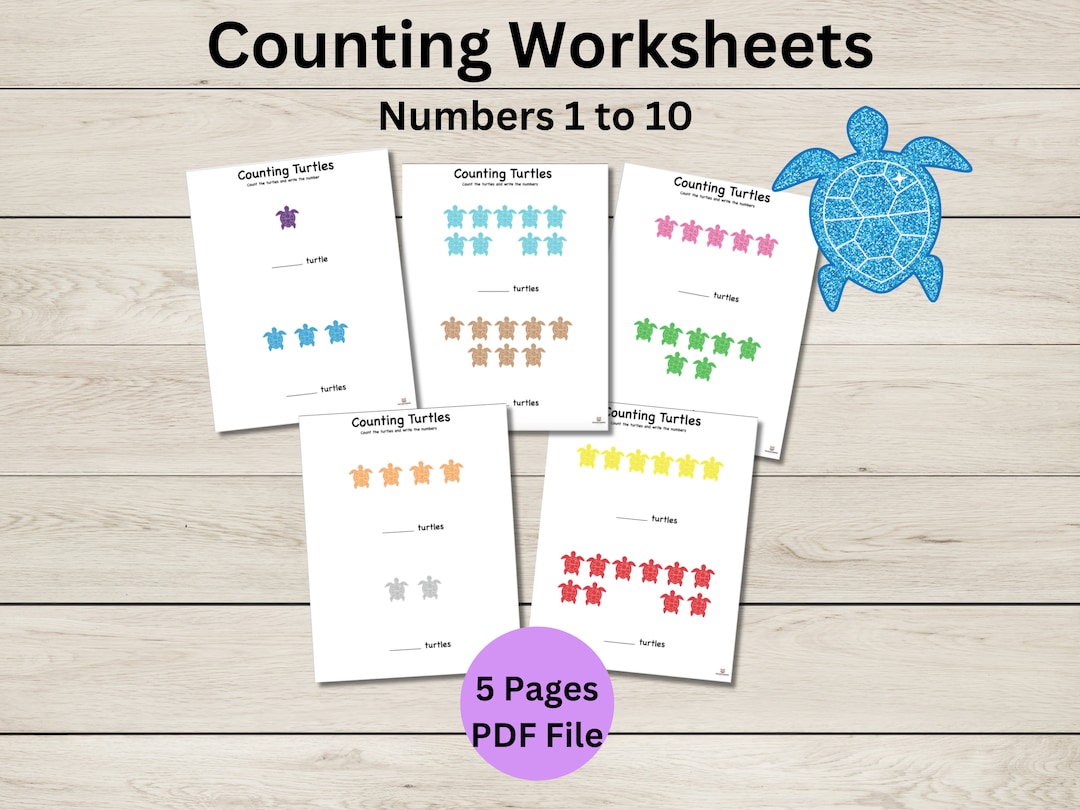 Counting Worksheets Numbers 1 to 10 Count the Turtles and Write How ...