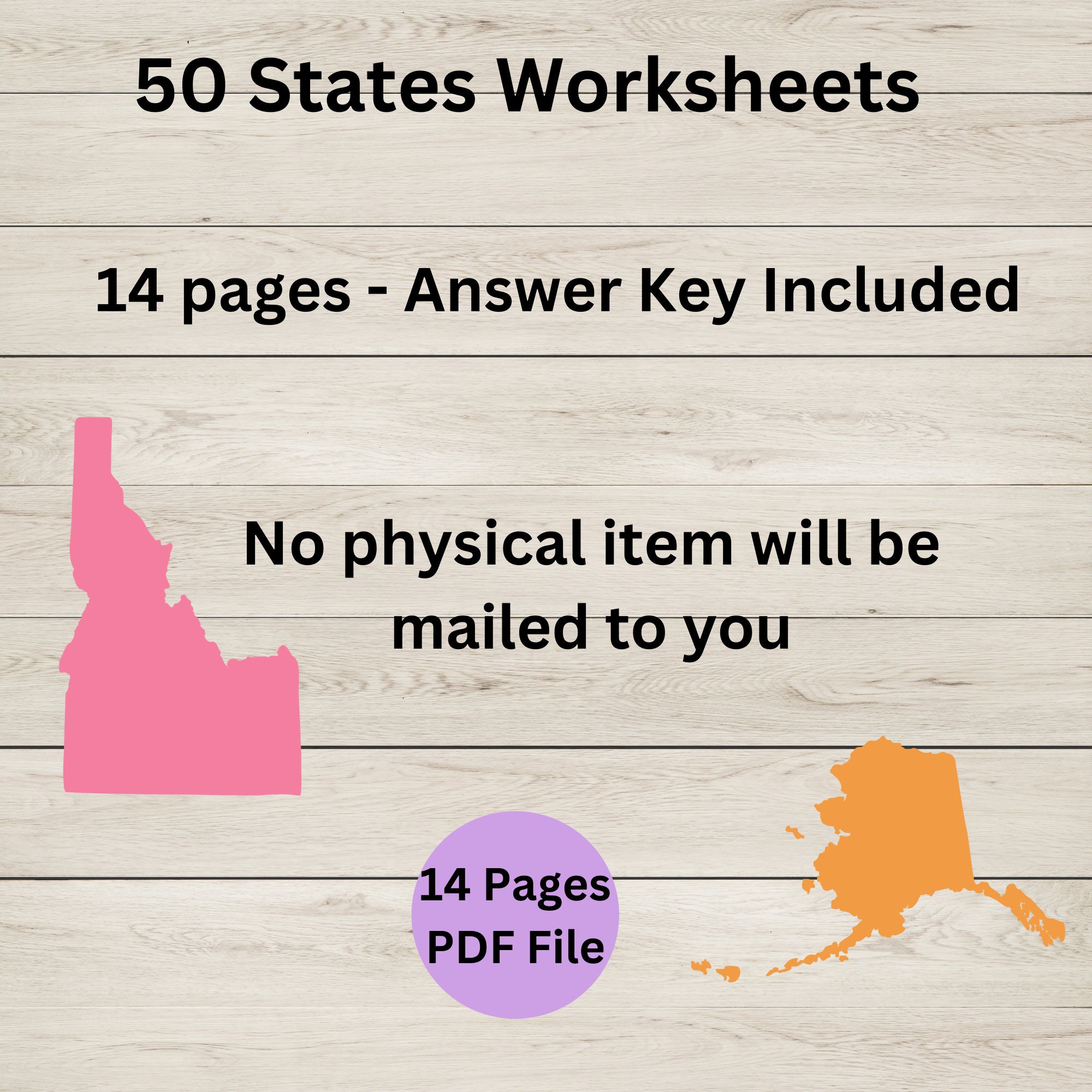50 States Worksheets - Identify States by Name and Shape - Answer Key ...