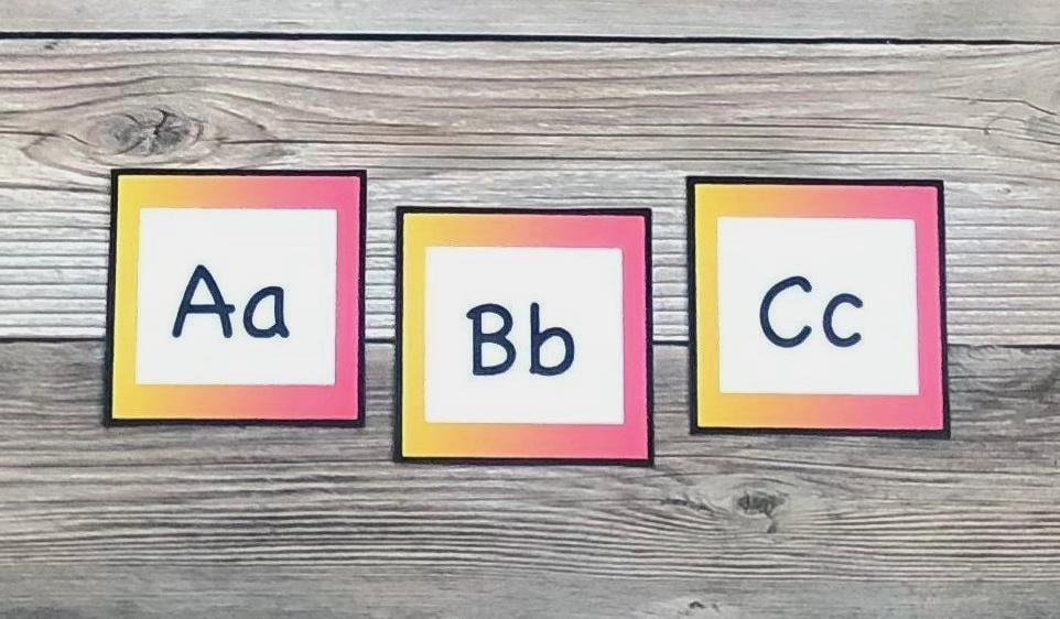 Alphabet Flash Cards- 3x3 Inch Size - Laminated - Comes With Zip Pouch ...