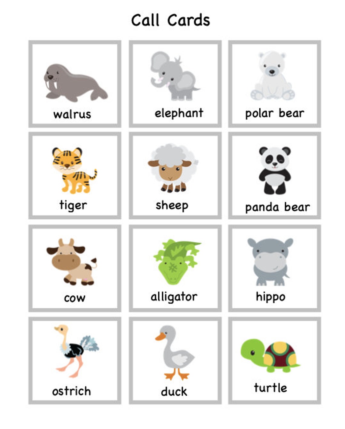 Animal Bingo 30 Different Game Boards Printable Game Call - Etsy