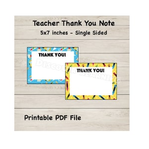 Teacher Thank You Note Printable PDF File Note Card 5x7 Inch - Etsy