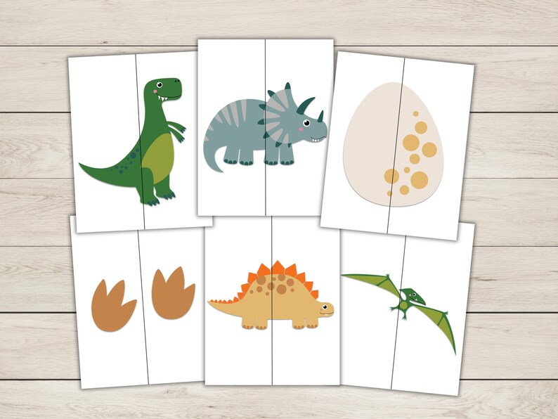 Dinosaur Matching Puzzles: Printable Preschool Game (PDF) - Etsy