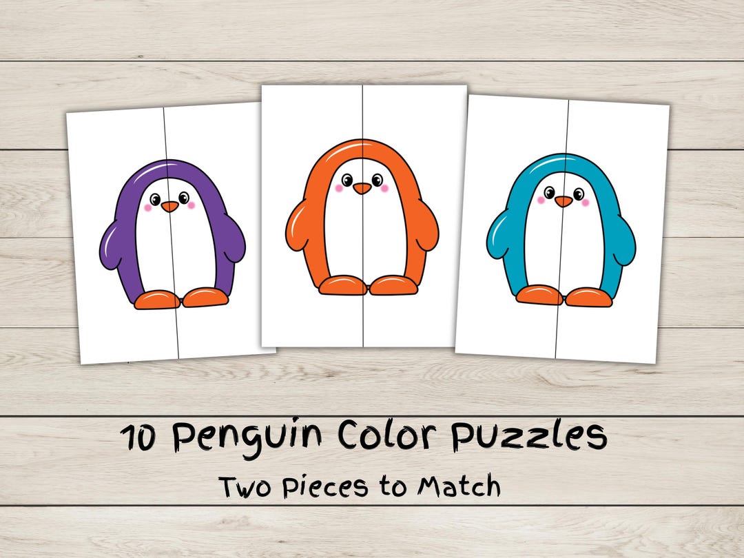 Penguin Color Puzzles - Matching Colors Game - 10 Puzzles - Two or Four ...