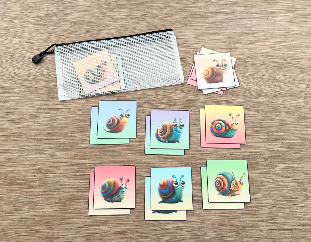 Snail Memory Match Game Laminated, Comes With Zip Pouch - Etsy