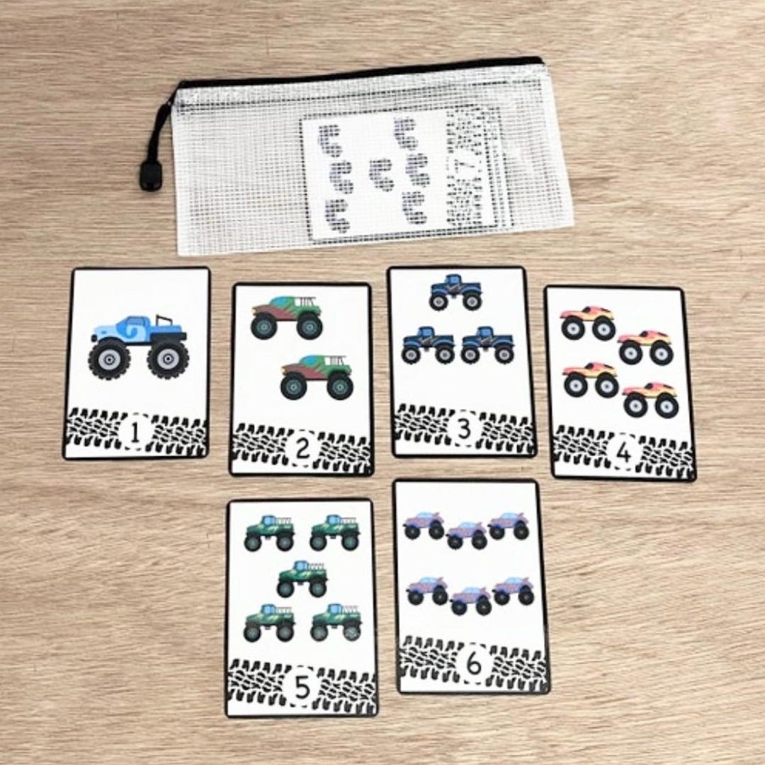 Counting Flash Cards - 1 to 10 - Monster Cars and Trucks - Etsy