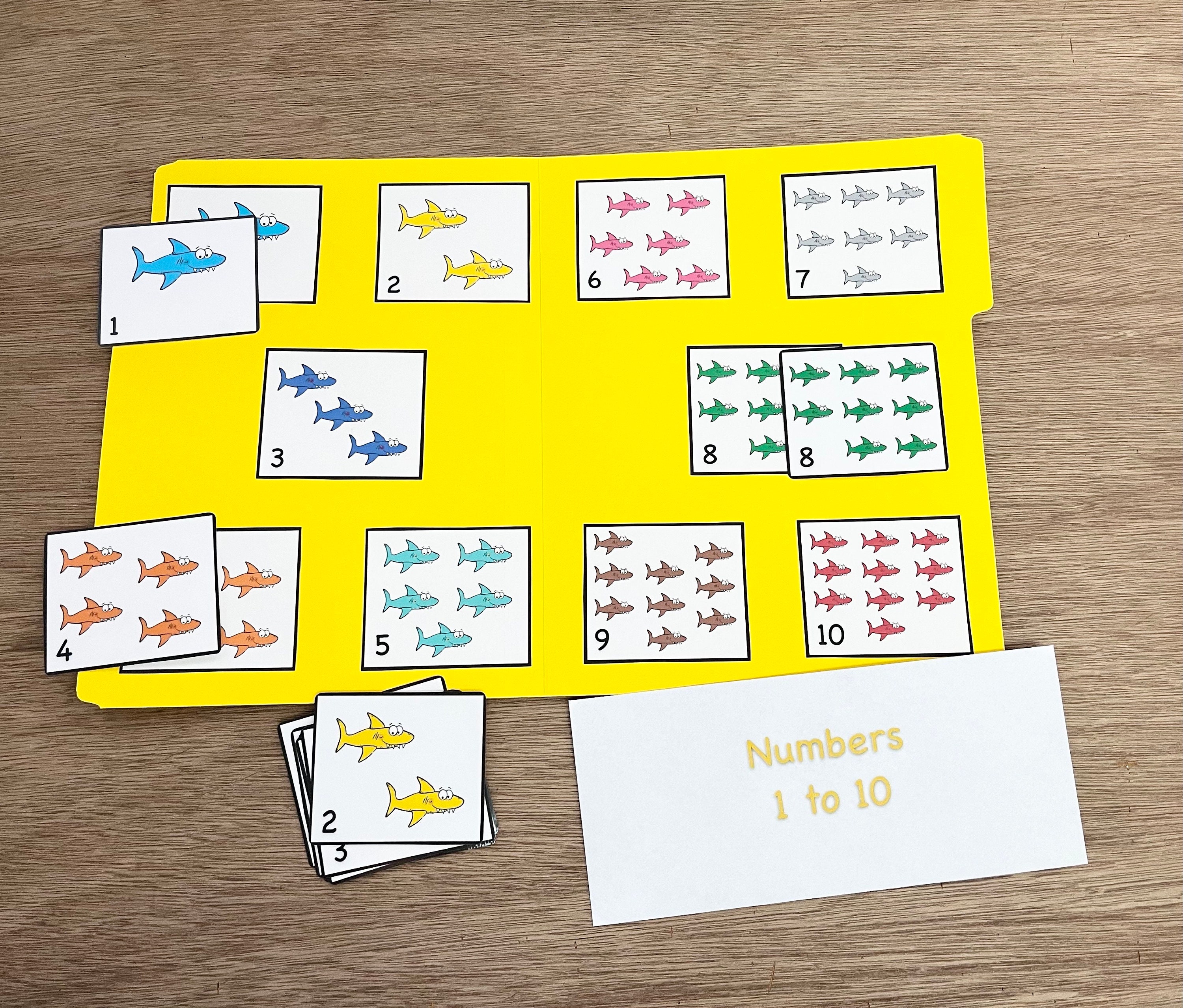 Numbers File Folder Game - 1 to 10 - Sharks - Matching and Counting - Etsy