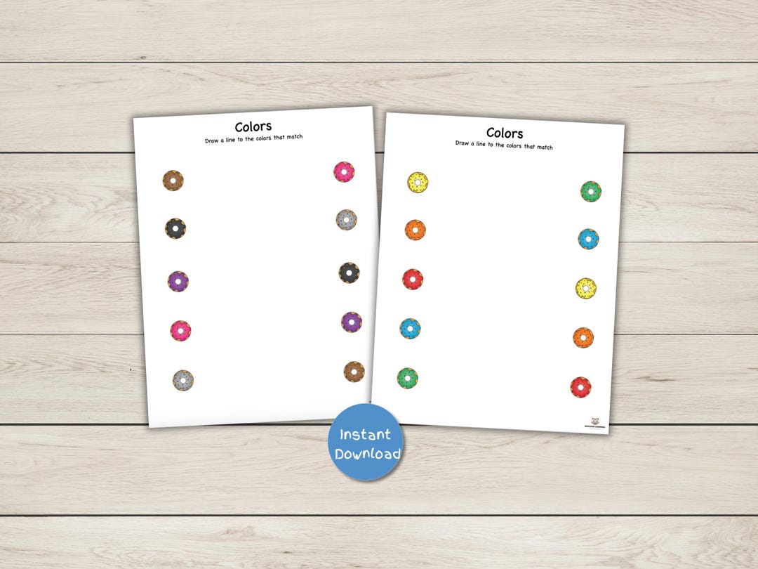 Matching Colors Worksheets - Donuts 10 Colors - Instant Download - Etsy
