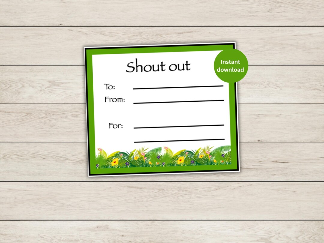 Shout Out Cards Plant Jungle Border Teacher Shout Out Cards ...