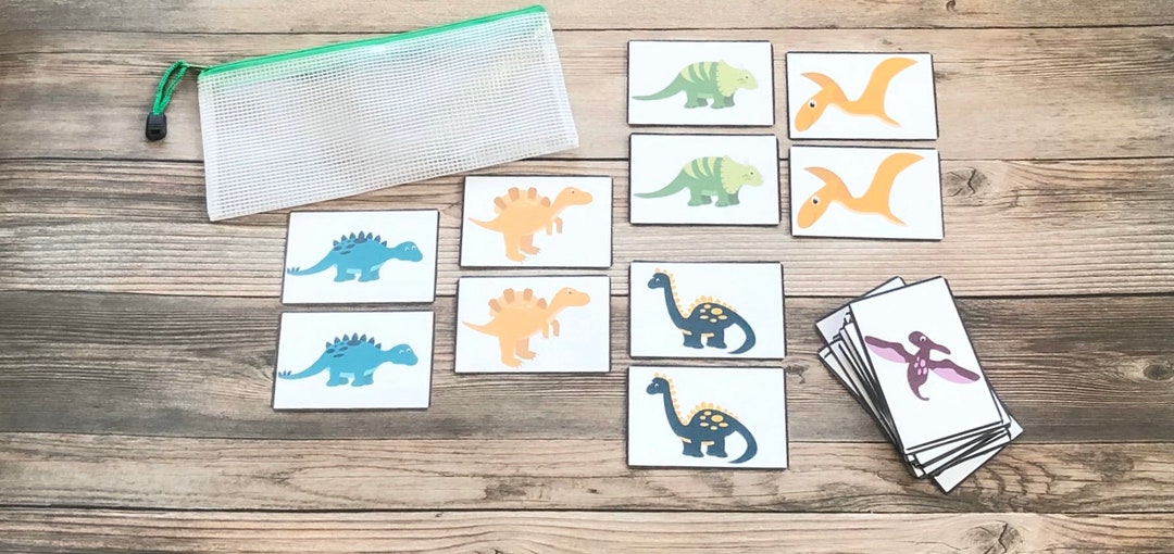 Dinosaur Memory Match Game - Laminated- Comes With Zip Pouch for ...