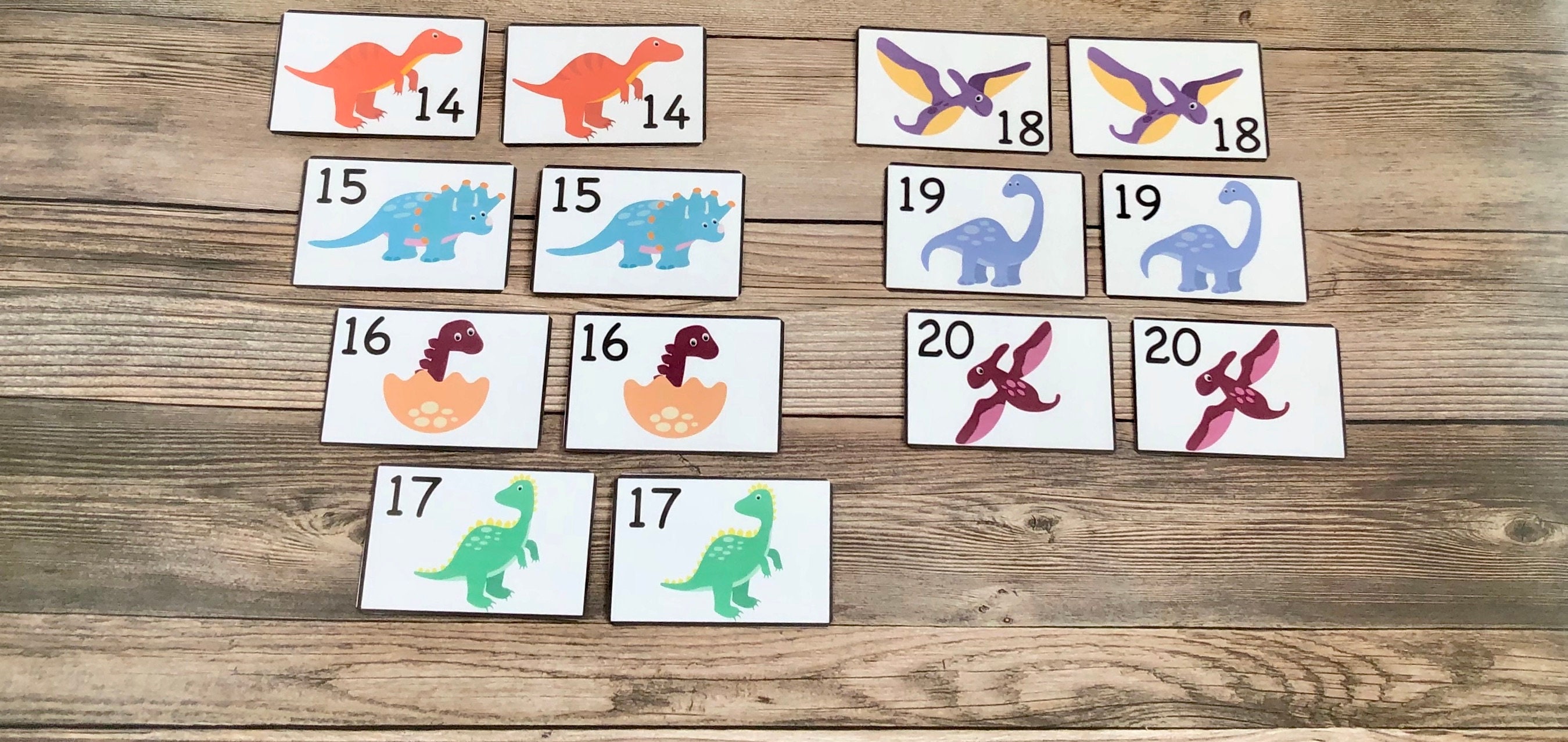 Dinosaur Number Flash Cards - Memory Match Game - Numbers to 20 - Comes ...