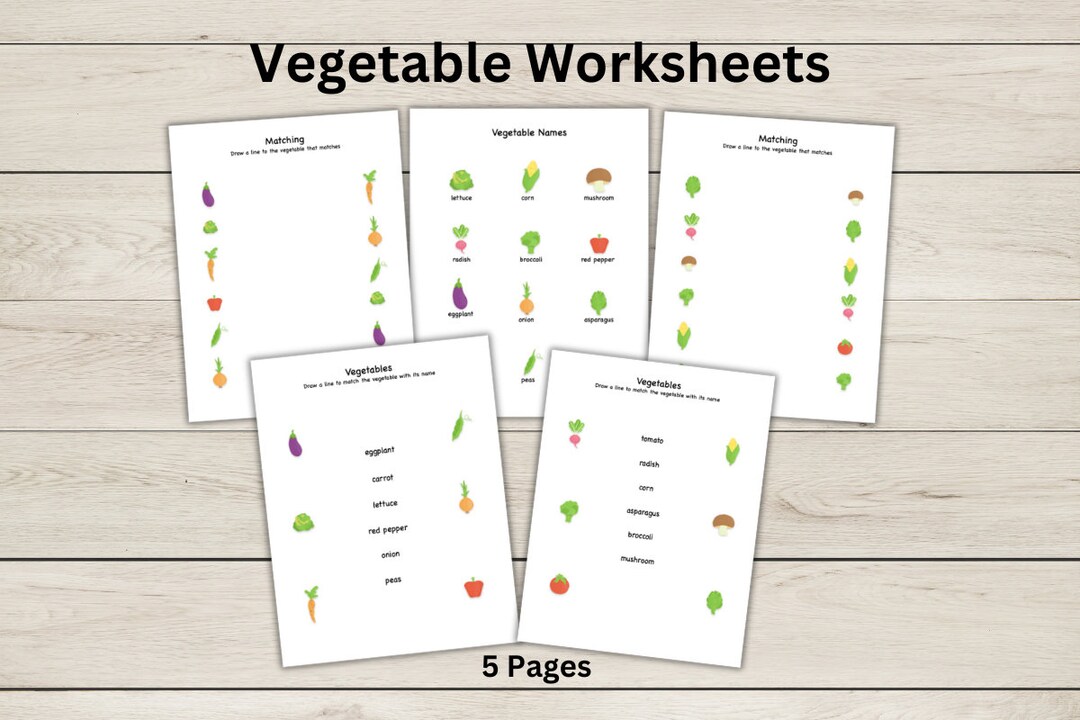 Vegetable Worksheets Identify and Match by Picture and Name Printable ...