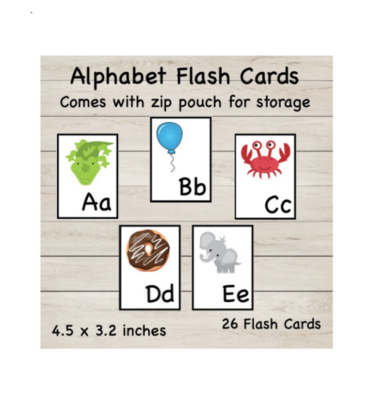 Alphabet Flash Cards With Pictures Laminated, Comes With Zip Pouch - Etsy