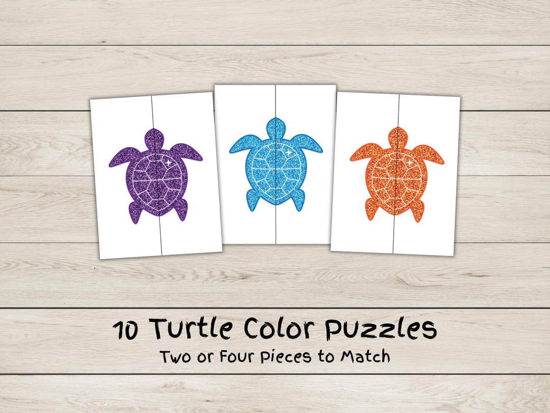 Turtle Color Puzzles - Two or Four Piece - Matching Game - 10 Puzzles ...