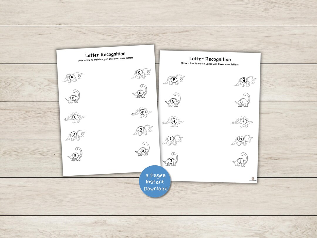 Letter Matching Worksheets - Uppercase and Lowercase - Dinosaurs - Etsy