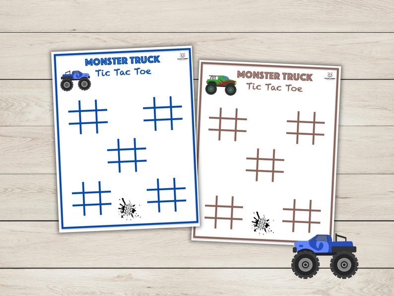 Monster Truck Tic Tac Toe Game - Printable Kids Party Game - Classroom ...