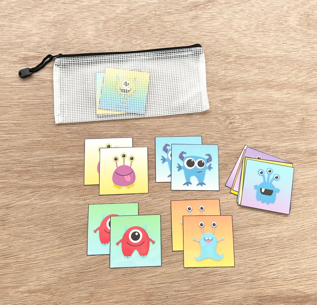 Monsters Memory Match Card Game Laminated Comes With Zip - Etsy