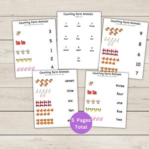 Counting Worksheets - Numbers 1 to 10 - Count the Farm Animals - Math ...