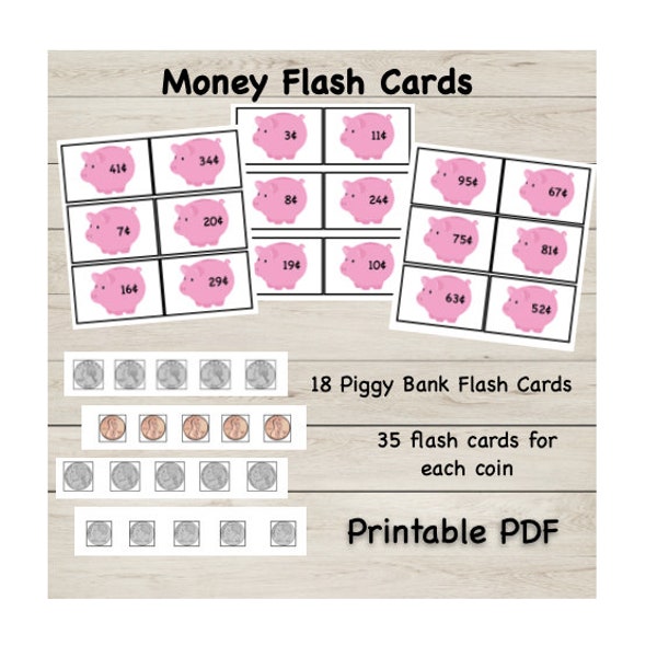 Money Flash Cards - Etsy