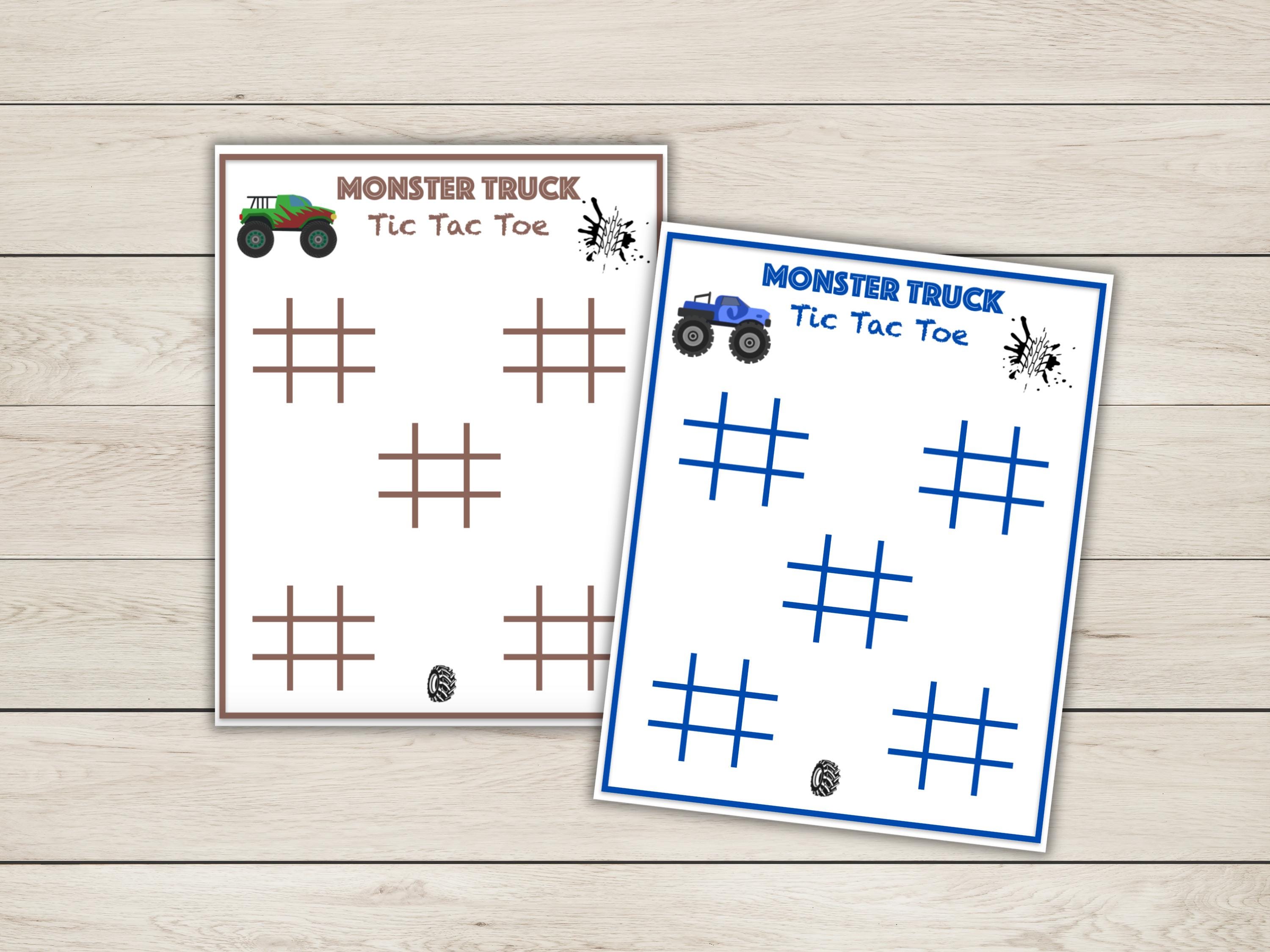 Monster Trucks and Cars Printable Games Activities - I Spy - Tic Tac ...