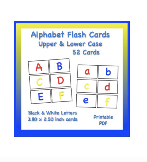 Alphabet Flash Cards Red Yellow and Blue Upper and Lower | Etsy