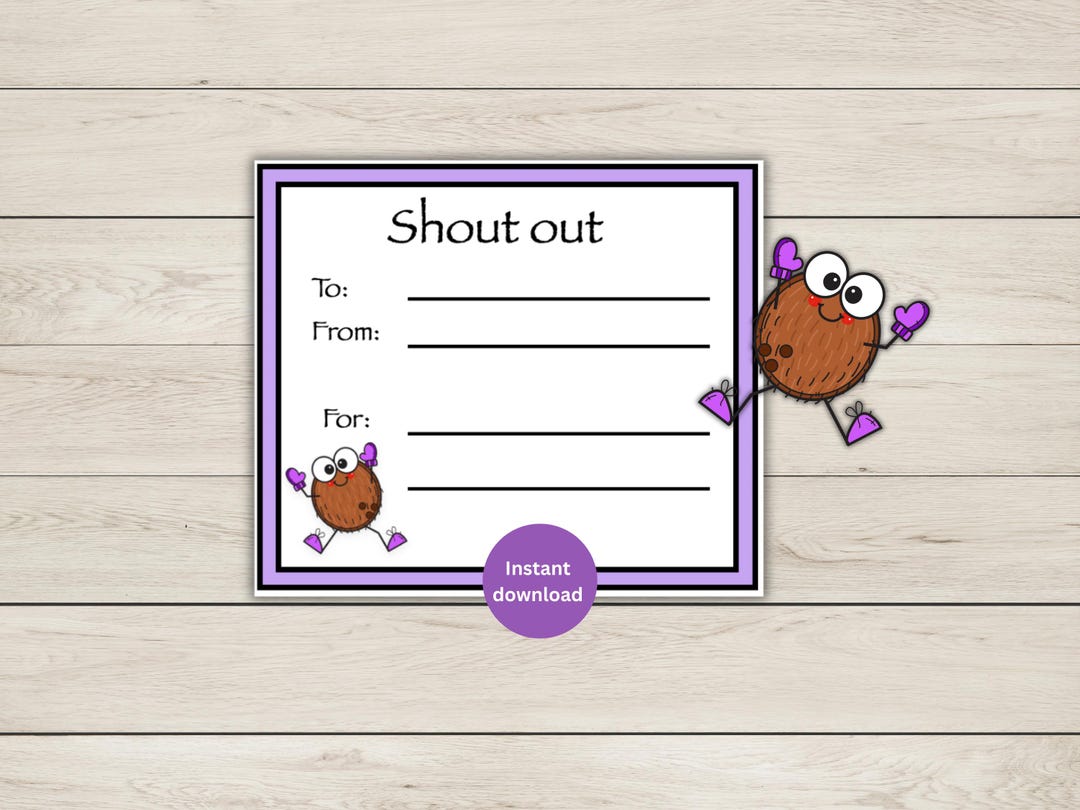 Coconut Shout Out Cards - Teacher and Staff Compliment Notes - Etsy