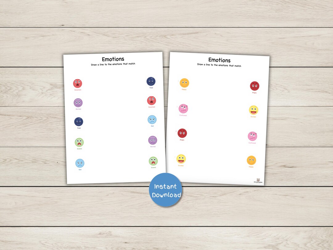 Emotions Worksheets - Draw a Line to Match 9 Different Emotions ...