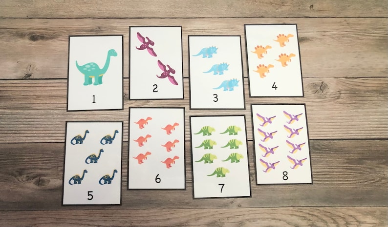 Dinosaur Number Flash Cards - Counting to 20, Laminated With Zip Pouch ...