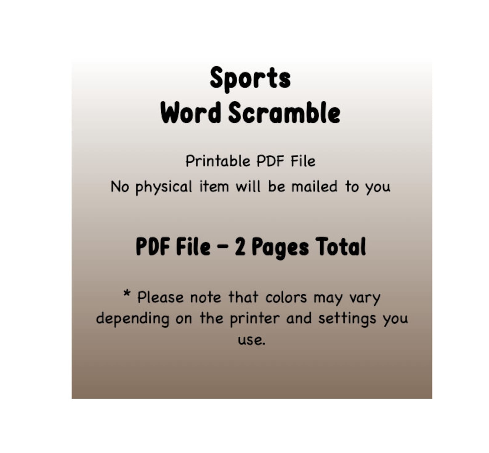 Sports Word Scramble - Printable PDF - Party Game, Classroom Game ...